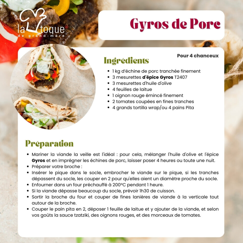 Gyros de Poulet, ou porc & Sauce Tzatziki | La toque de grand-mère